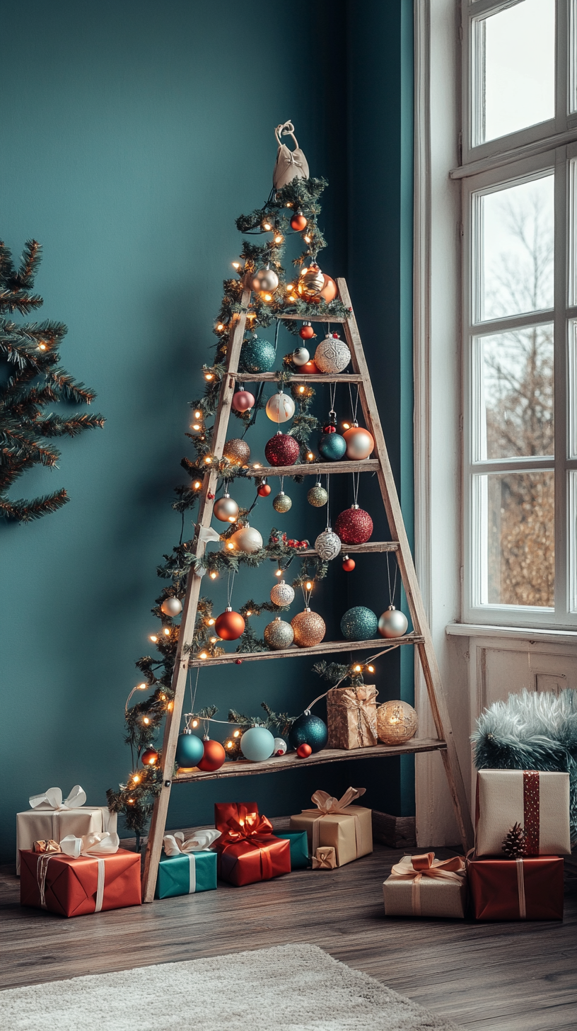 17+ Unique Christmas Ladder Tree Ideas to Inspire Your Holiday Decor