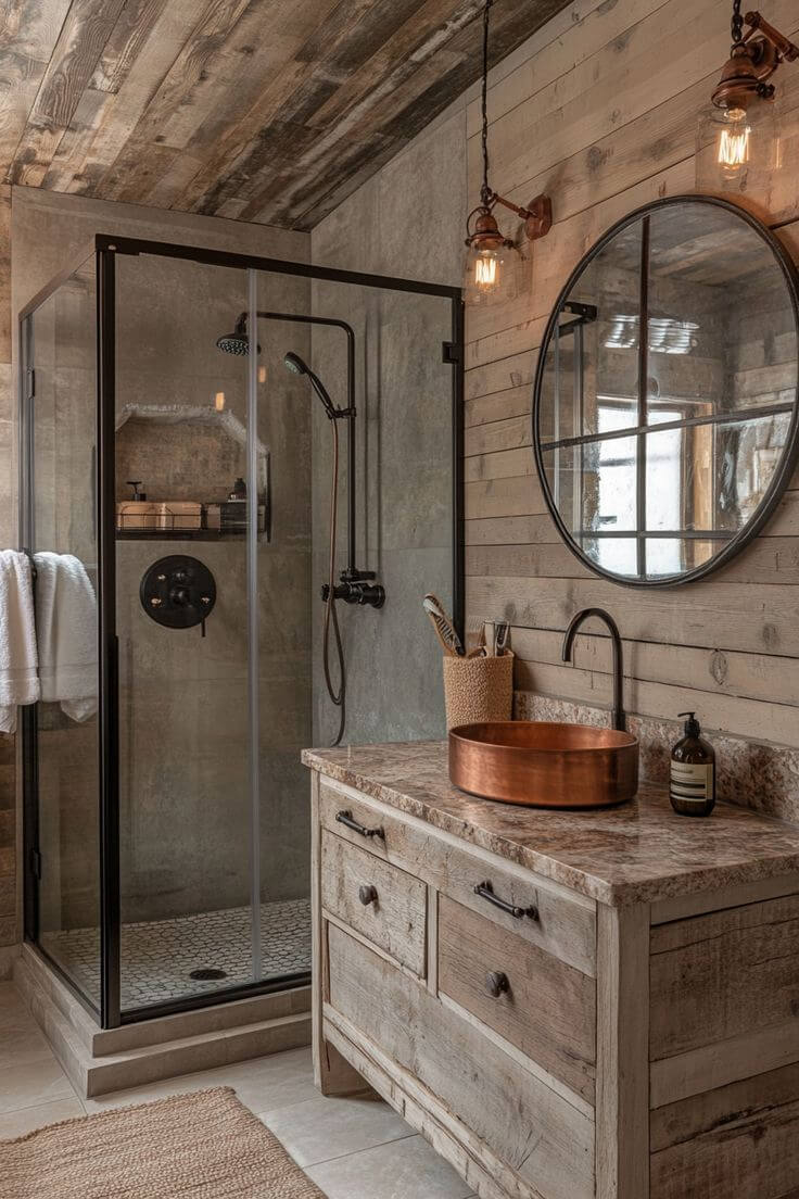 17+ Log Cabin Bathroom Designs Ideas That Bring Nature Indoors - Evinco Design