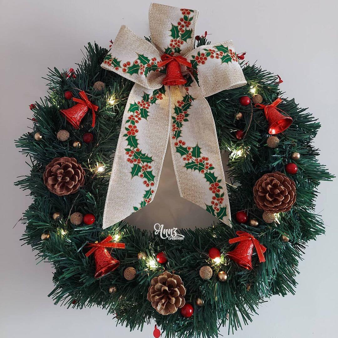 31+ DIY Christmas Wreaths with Ornaments, Ribbons, and Real Branches