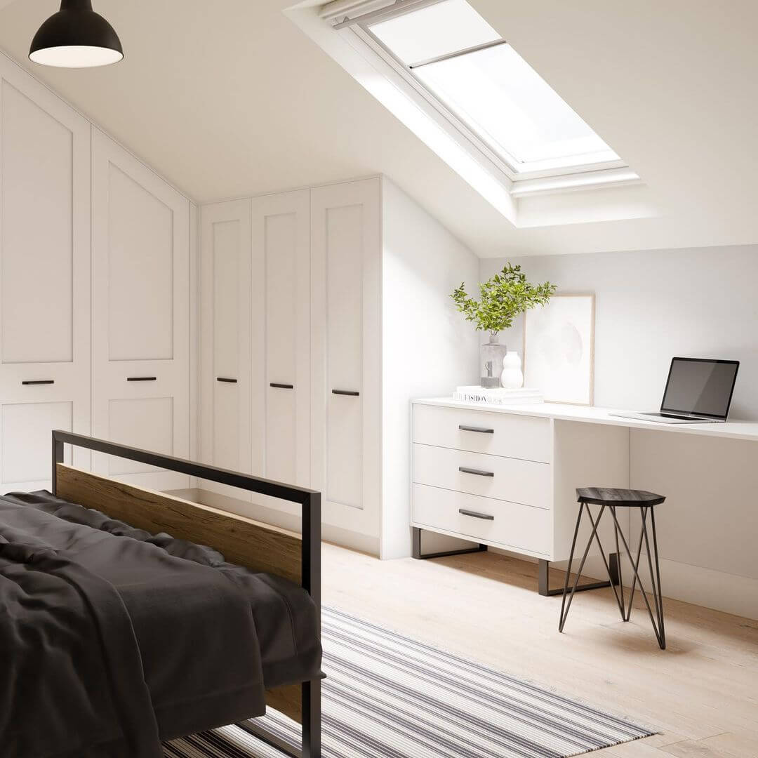 21+ Stylish Bedroom Office Ideas For Productive Remote Work - Evinco Design