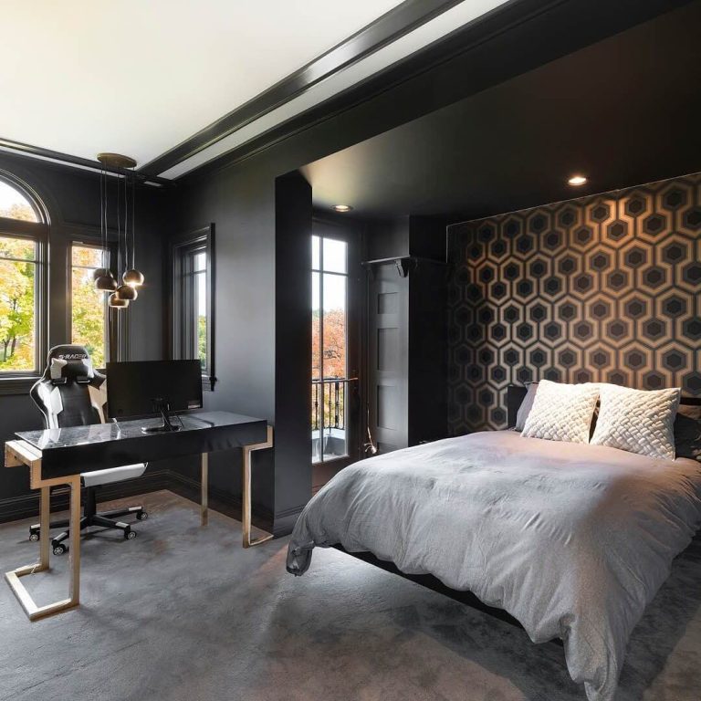 21+ Stylish Bedroom Office Ideas For Productive Remote Work - Evinco Design