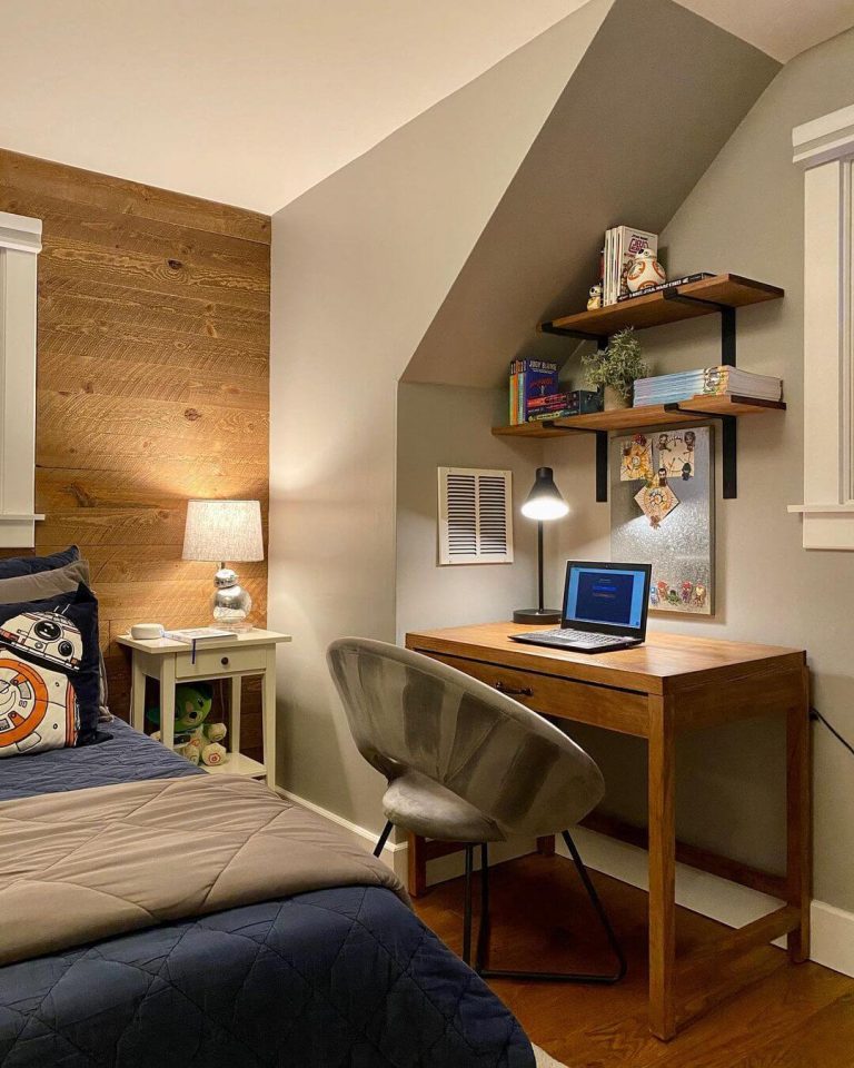 21+ Stylish Bedroom Office Ideas For Productive Remote Work - Evinco Design
