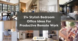 21+ Stylish Bedroom Office Ideas For Productive Remote Work - Evinco Design